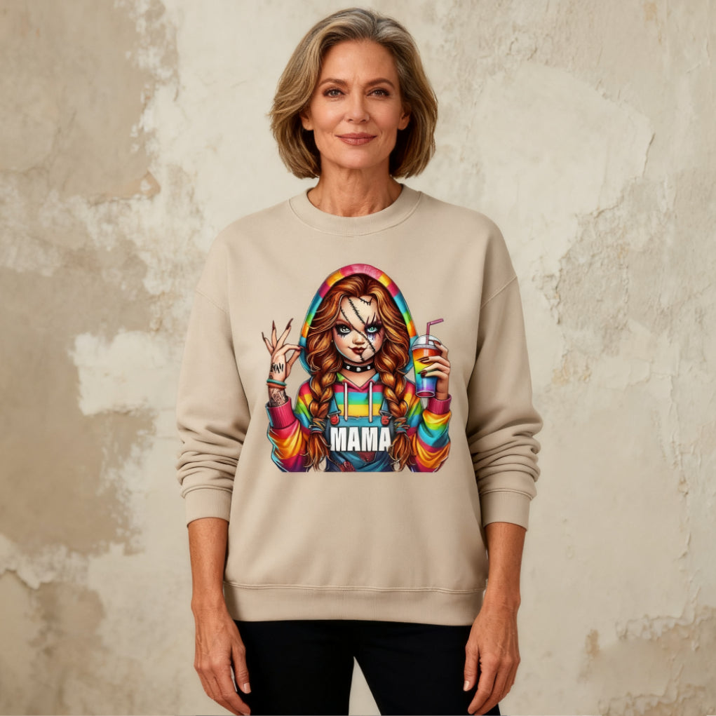 Custom Horror MAMA Sweatshirt with Kid's Names on the Sleeve – Broderft
