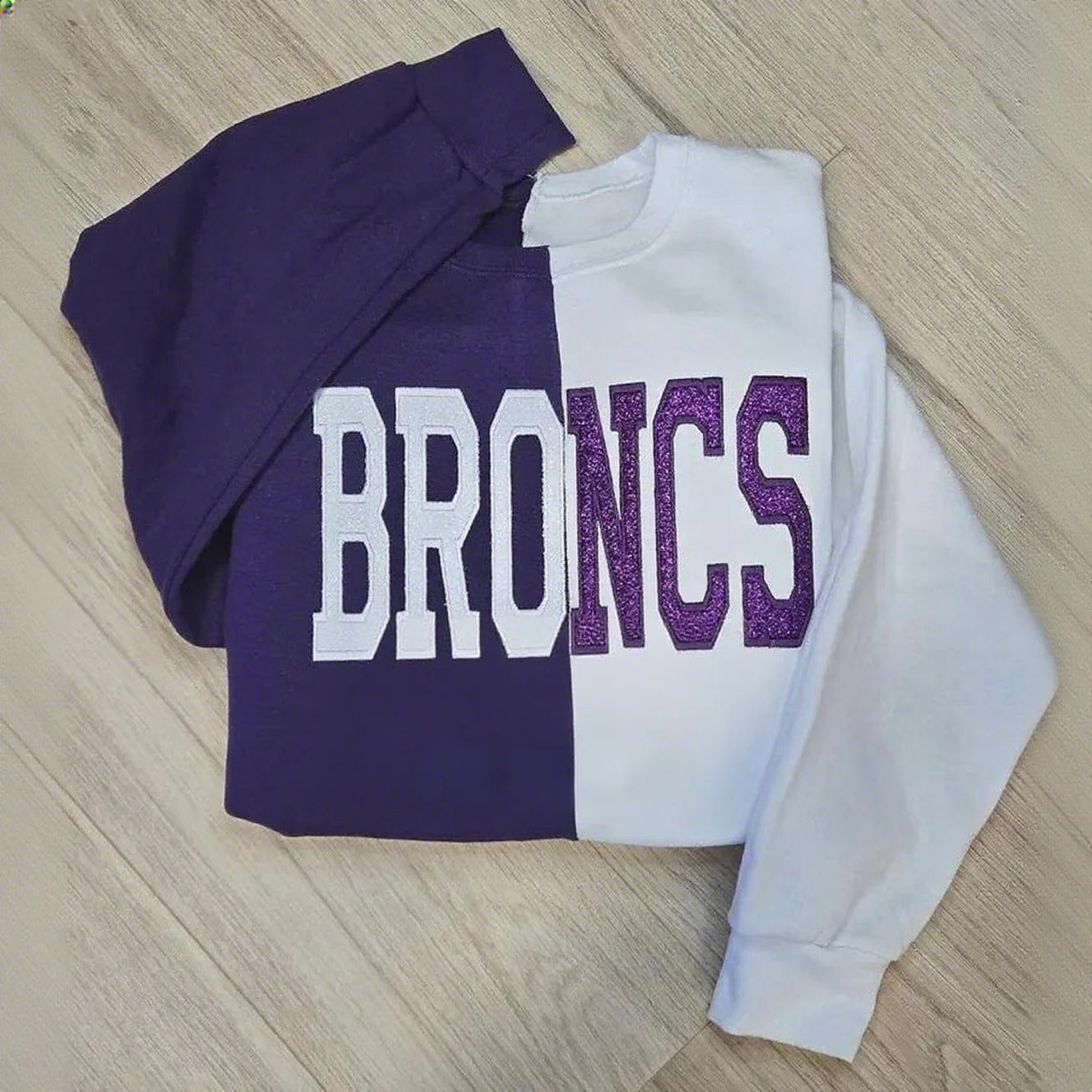 Custom Glitter Embroidered Two Tone Team Sweatshirt – Broderft